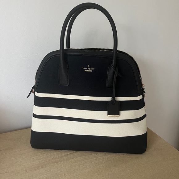 kate spade | Bags | Kate Spade Black White Striped Dome Purse | Poshmark